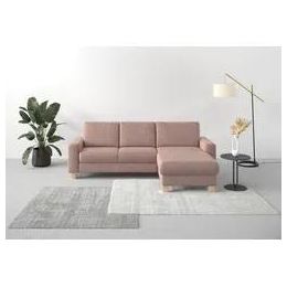 Ecksofa Home Affaire "Summer L-Form" Sofas Gr. B/H/T: 249 cm x 91 cm x 164 cm, Feincord, Recamiere rechts, ohne Bettfunktion-ohne Bettkasten-mit Federkern, rosa (altrosa) mit Recamiere, oder ohne Bettfunktion und Bettkasten, Cord-Bezug