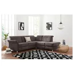 Sit & More Ecksofa SIT & MORE "Darwin L-Form" Sofas Gr. B/H/T: 249cm x 83cm x 221cm, Luxus-Microfaser Florence, Ottomane rechts, ohne Kopfteilverstellung-ohne Bettfunktion-ohne Stauraum, braun (mocca) inklusive Federkern, wahlweise mit Kopfteilverstellung, Bettfunktion