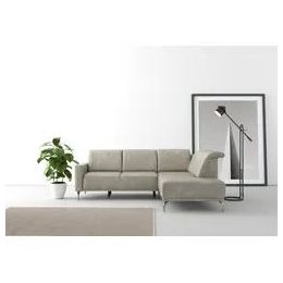 Sit & More Ecksofa SIT & MORE "Bailando L-Form" Sofas Gr. B/H/T: 249cm x 84cm x 205cm, Luxus-Microfaser mit Prägung, Ottomane rechts, mit Kopfteilverstellung-mit Vorziehsitz motorisch, grau (hellgrau) wahlweise mit Kopfteilverstellung und Vorziehsitz, motorisch