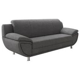 3-Sitzer Trendmanufaktur Sofas Gr. B/H/T: 207cm x 85cm x 94cm, Struktur fein, Ohne Federkern, grau (hellgrau) wahlweise mit komfortablem Federkern, extra breiten Armlehnen