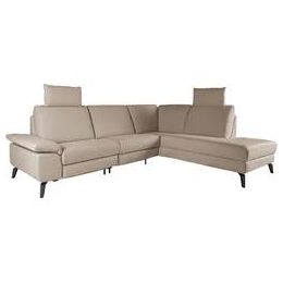 Ecksofa Alina Sofas Gr. B/H/T: 243cm x 118cm x 210cm, Struktur GBA, Ottomane rechts, mit Armlehnenverstellung, beige (beige gba 2) inkl. Kopfstützen, wahlweise mit Relaxfunktion, Breite: 243 cm