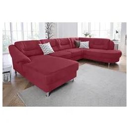 Sit & More Wohnlandschaft SIT & MORE "Salsa U-Form" Sofas Gr. B/H/T: 333cm x 86cm x 205cm, Luxus-Microfaser ALTARA NUBUCK, Recamiere links, ohne Bettfunktion, rot (bordeaux) mit Federkern, wahlweise Bettfunktion