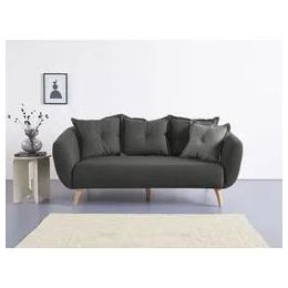 2,5-Sitzer Home Affaire "Baggio" Sofas Gr. B/H/T: 196cm x 80cm x 103cm, Struktur fein, grau (anthrazit) Zierkissen inklusive