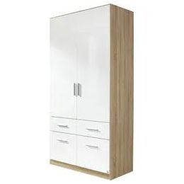 Drehtürenschrank Rauch "Celle" Schränke Gr. B/H/T: 91 cm x 210 cm x 54 cm, mit Schubkästen, 2 St., weiß (struktureichefarben hell, hochglanz weiß) in vielen verschiedenen Ausführungen