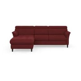 Sit & More Ecksofa SIT & MORE "Marano L-Form" Sofas Gr. B/T: 257cm x 166cm, Luxus-Microfaser ALTARA NUBUCK, mega-Recamiere links, ohne Bettfunktion-ohne Bettkasten-inklusive Kopfteilverstellung-Fußfarbe: matt schwarz, rot (bordeaux) inklusive Kopfteilverstellung, wahlweise mit Bettfunktion, Bettkasten