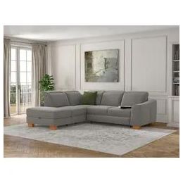 Sit & More Ecksofa SIT & MORE "Dundee L-Form" Sofas Gr. B/H/T: 263cm x 86cm x 219cm, Struktur, Ottomane links, mit Kopfteilverstellung-mit Bettfunktion-mit Stauraum, grau mit Federkern und Massivholzfüßen, wahlweise Kopfteilverstellung