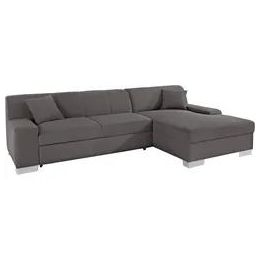 Ecksofa DOMO collection "Bero L-Form" Sofas Gr. B/H/T: 268cm x 74cm x 153cm, Struktur fein, Recamiere rechts, mit Bettfunktion, schwarz (pepper) wahlweise mit Bettfunktion