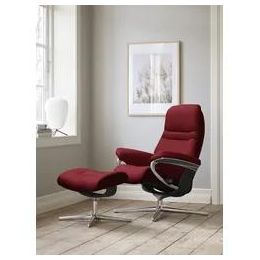 Relaxsessel stressless "Sunrise" Sessel Gr. ROHLEDER Stoff Q2 FARON, Cross Base Schwarz, Relaxfunktion-Drehfunktion-PlusTMSystem-Gleitsystem-BalanceAdaptTM, B/H/T: 79cm x 103cm x 73cm, rot (red q2 faron) mit Cross Base, Größe S, M & L, Holzakzent Schwarz