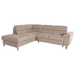 Sit & More Ecksofa SIT & MORE "Sorano L-Form" Sofas Gr. B/H/T: 249cm x 88cm x 212cm, Flachgewebe, Ottomane links, mit Bettfunktion-mit Bettkasten, braun (macchiato) wahlweise mit Bettfunktion und Bettkasten