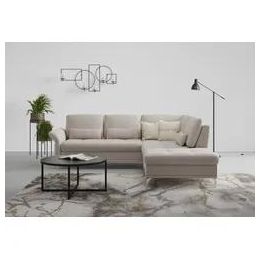 Ecksofa Inosign "Palm Beach L-Form" Sofas Gr. B/H/T: 259cm x 89cm x 224cm, Luxus-Microfaser Euphoria, Ottomane rechts, mit Sitztiefenverstellung-ohne Bettfunktiom-ohne Stauraum-ohne Armteilverstellung, grau (elephant) Federkern, mit Sitztiefenverstellung, wahlweise Bettfunktion