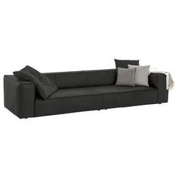 4-Sitzer W.Schillig "around-the-block" Sofas Gr. B/H/T: 300 cm x 66 cm x 104 cm, Longlife Xtra-Leder Z59, grau (graphit z59) mit eleganter Biese, Federkern