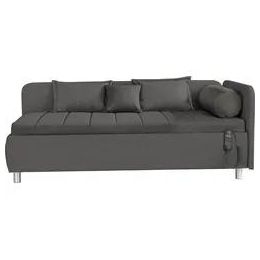 Schlafsofa Alina "Kiana" Sofas Gr. B/H/T: 207cm x 80cm x 112,5cm, Struktur, Armlehne rechts, grau (blaugrau tmd 39) Liegefläche 90200 cm oder 100200 cm, Bettkasten, Zierkissen-Set