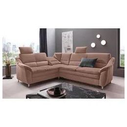 Ecksofa Places of Style "Cardoso L-Form", braun, B:249cm H:90cm T:209cm, Luxus-Microfaser Lederoptik (100% Polyester), Luxus-Microfaser (100% Polyester), Luxus-Microfaser ALTARA NUBUCK (100% Polyester), Struktur (100% Polyester), Sofas, Federkern, wahlweise mit Bett, Schubkasten, teilweise Relaxfunktion