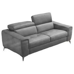 2,5-Sitzer Egoitaliano "Francine, Designsofa, Loungesofa" Sofas Gr. B/H/T: 213cm x 100cm x 106cm, Luxus-Microfaser Lederoptik, grau (steingrau) Kopfteile manuell verstellbar, mit edlen Metallfüßen