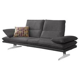 2,5-Sitzer W.Schillig "broadway" Sofas Gr. B/H/T: 236cm x 94cm x 96cm, Flachgewebe S22, Longchair links, mit Sitztiefenverstellung-mit Kopfteilverstellung-mit Seitenteilverstellung, grau (anthrazit s22) Sitztiefenverstellung, Kopfteil- & Seitenteilverstellung, Breite 236cm