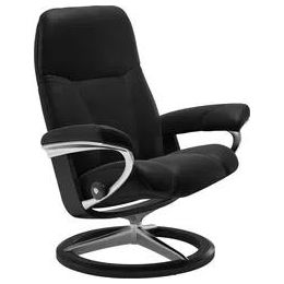 Relaxsessel stressless "Consul", schwarz (schwarz batick), B:82cm H:102cm T:72cm, Leder BATICK: BATICK ist ein leicht korrigiertes, durchgefärbtes und genarbtes Möbelleder, bei dem die meisten Unebenheiten und Spuren in der Regel entfernt wurden., Leder PALOMA: PALOMA ist ein durchgefärbtes Semianilin-Möbelleder mit natürlicher Narbung., ROHLEDER Stoff Q2 FARON: Ein fester zuverlässiger Bouclu00e9