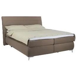 Boxspringbett Tom Tailor HOME "SOFT LINES BOX" Komplettbetten Gr. Struktur fein TBO ohne Tom Tailor Print, Liegefläche B/L: 140 cm x 200 cm, H3, 5-Zonen-Tonnentaschen-Federkernmatratze, braun (coconut brown tbo 12) Boxspringbett mit geschwungenem Kopfteil horizontaler Steppung, ohne Print