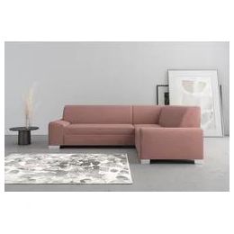 Ecksofa DOMO collection "Anzio L-Form" Sofas Gr. B/H/T: 259cm x 85cm x 191cm, Samtoptik, langer Schenkel links, Ohne Funktion-Mit Federkern, lila (malve) Wahlweise mit Bettfunktion und Federkern