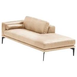 Ottomane Egoitaliano "Masu, Design trifft super Sitzkomfort, mit toller Detailverarbeitung" Sofas Gr. B/H/T: 182cm x 95cm x 97cm, Leder BULL, Armlehne links, beige (champagner) Rückenkissen und Armteilrolle für mehr Komfort, mit Metallfüßen