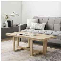 Couchtisch Andas "Sloan" Tische Gr. B/H/T: 120 cm x 42 cm x 60 cm, braun (wild eiche, wild eiche) Couchtisch Eckige Couchtische Holz-Couchtische mit einem besonderen Beingestell, einer Holzoptik Tischplatte