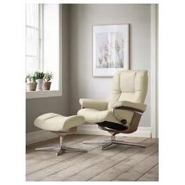 Relaxsessel stressless "Mayfair" Sessel Gr. Leder PALOMA, Cross Base Eiche, Relaxfunktion-Drehfunktion-PlusTMSystem-Gleitsystem-BalanceAdaptTM, B/H/T: 83cm x 102cm x 74cm, beige (vanilla paloma) mit Hocker, Cross Base, Größe S, M & L, Holzakzent Eiche