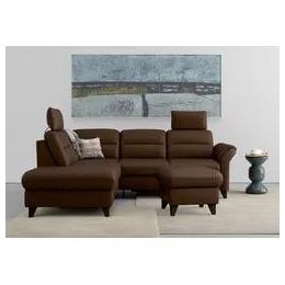 Sit & More Ecksofa SIT & MORE "Mellum L-Form", braun (dunkelbraun), B:253cm H:87cm T:212cm, 100% Polyester, Sofas, Federkern, wahlweise mit Bettfunktion, Stauraum und Armteilfunktion