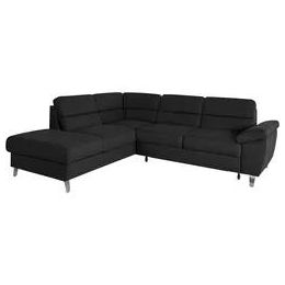 Sit & More Ecksofa SIT & MORE "Sorano L-Form" Sofas Gr. B/H/T: 249cm x 88cm x 212cm, Flachgewebe, Ottomane links, ohne Funktion, schwarz wahlweise mit Bettfunktion und Bettkasten