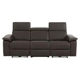 3-Sitzer Home Affaire "Binado" Sofas Gr. B/T: 211cm x 99cm, Echtleder-Kunstleder, mit motorischer Relaxfunktion-mit USB-Anschluss, braun mit manueller oder elektrischer Relaxfunktion USB-Anschluss