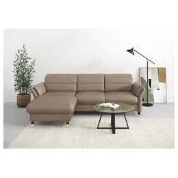 Sit & More Ecksofa SIT & MORE "Grenoble L-Form mit Federkern" Sofas Gr. B/H/T: 251cm x 85cm x 161cm, Luxus-Microfaser Vintageoptik, Recamiere links, ohne Bettfunktion-ohne Armteilverstellung-ohne Kopfteilverstellung, grau (taupe) wahlweise mit Bettfunktion, Bettkasten, Arm- und Kopfteilverstellung