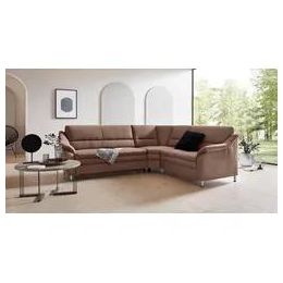 Ecksofa Places of Style "Cardoso L-Form" Sofas Gr. B/H/T: 260cm x 90cm x 230cm, Luxus-Microfaser Lederoptik, langer Schenkel links, mit Bettfunktion-mit Schublade-mit Relaxfunktion, braun mit Trapezecke für mehr Sitzkomfort, wahlweise auch Bettfunktion