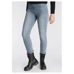 Mendler Jeansjeggings ARIZONA "mit leichtem Thermo Effekt" Gr. 48, N-Gr, blau (bleached), Damen, Denim/Jeans, Obermaterial: 72% Baumwolle, 26% Polyester, 2% Elasthan, Jeans, extra-eng geschnitten, hohe Leibhöhe, mit Coinpocket