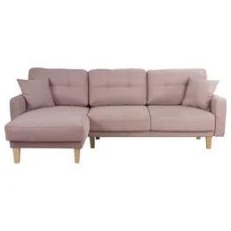 Ecksofa Home Affaire "Triplo, Zierkissen, Schlaffunktion, B/T/H: 234/164/89 cm, L-Form" Sofas Gr. B/H/T: 234 cm x 89 cm x 164 cm, Luxus-Microfaser weich, Recamiere links, ohne Bettfunktion-ohne Bettkasten, rosa (flamingo) wahlweise mit Bettfunktion und Bettkasten, Liegefläche 210132 cm