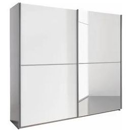 Schwebetürenschrank Rauch "Essensa" Schränke Gr. B/H/T: 226 cm x 210 cm x 62 cm, 2 St., weiß (graumetallic, weiß) mit Spiegeltür