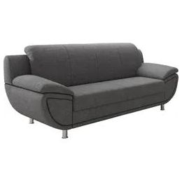 3-Sitzer Trendmanufaktur Sofas Gr. B/H/T: 207cm x 85cm x 94cm, Struktur fein, Mit Federkern, grau (hellgrau) wahlweise mit komfortablem Federkern, extra breiten Armlehnen