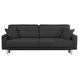 3-Sitzer Home Affaire "Triplo wahlweise mit Bettfunktion und Bettkasten" Sofas Gr. B/H/T: 215 cm x 89 cm x 100 cm, Luxus-Microfaser weich, mit Bettfunktion-mit Bettkasten, grau (graphit) incl. Zierkissen, BTH: 21510089 cm Liegefläche 191 x 145