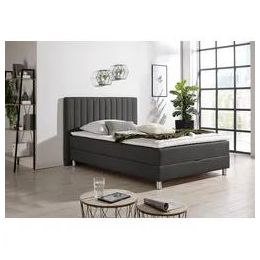 Boxbett Maintal, grau (anthrazit), B:154cm L:206cm, Komplettbetten, Boxspringbett, mit Bettkasten und Kaltschaum-Topper