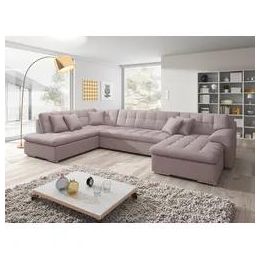 Wohnlandschaft Trendmanufaktur "Rave II, toller Sitzkomfort, auswendige Detailverarbeitung" Sofas Gr. B/H/T: 323cm x 77cm x 202cm, Struktur, Recamiere rechts, ohne Bettfunktion, grau (hellgrau) wahlweise mit Bettfunktion, U-Form