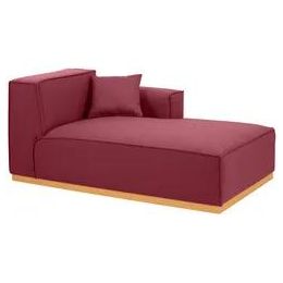 Recamiere Home Affaire "Terry" Sofas Gr. B/H/T: 99cm x 75cm x 165cm, Struktur fein, Recamiere rechts, Armteil rechts, rot Longchair Sofas mit offener Kedernaht und Holzuntergestell