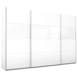 Schwebetürenschrank Rauch "Quadra BESTSELLER Schrank Schlafzimmerschrank in vielen Breiten" Schränke Gr. B/H/T: 315 cm x 210 cm x 62 cm, 3 St., weiß (weiß, weißglas) Kleiderschrank Garderobenschrank mit Glaselementen