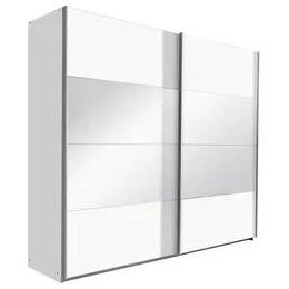 Schwebetürenschrank Rauch "Quadra" Schränke Gr. B/H/T: 136 cm x 210 cm x 62 cm, 2 St., weiß (weiß, spiegel) mit Spiegelelementen