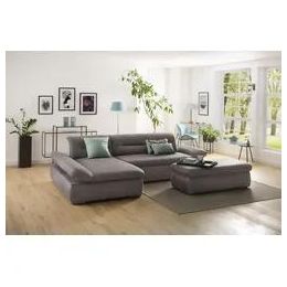 Ecksofa Inosign "Avesa L-Form" Sofas Gr. B/H/T: 300 cm x 80 cm x 172 cm, Luxus-Microfaser in Lederoptik, Longchair links, ohne Armteilverstellung-ohne Schlaffunktion, braun (schlamm) Wahlweise mit Armteilvertsellung und Bettfunktion, BTH: 30017280cm