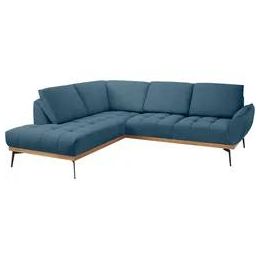 Guido Maria Kretschmer Home & Living Ecksofa GUIDO MARIA KRETSCHMER HOME & LIVING "Palic, L-Form" Sofas Gr. B/H/T: 241cm x 87cm x 206cm, Velours, Ottomane links, blau (denim)