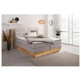 Boxspringbett OTTO products "Jenna" Komplettbetten Gr. Flachgewebe Polyester ohne LED-Beleuchtung, mit Premium-Topper LED-Beleuchtung, Liegefläche B/L: 180 cm x 200 cm Betthöhe: 69 cm, Gewicht bis: 120 kg + 120 kg H4 + H4, 7-Zonen-Taschen-Federkernmatratze, grau (platinum) Boxspringbett ohne LED-Beleuchtung, mit zertifizierten, recycelten Bezugsstoffen