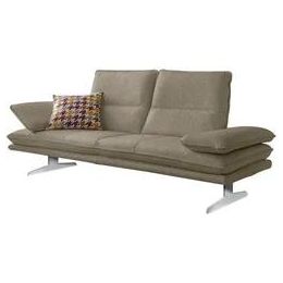 2,5-Sitzer W.Schillig "broadway" Sofas Gr. B/H/T: 236cm x 94cm x 96cm, Flachgewebe S22, Longchair links, mit Sitztiefenverstellung-mit Kopfteilverstellung-mit Seitenteilverstellung, schwarz (pepper s22) Sitztiefenverstellung, Kopfteil- & Seitenteilverstellung, Breite 236cm