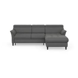 Sit & More Ecksofa SIT & MORE "Marano L-Form" Sofas Gr. B/T: 257cm x 166cm, Luxus-Microfaser ALTARA NUBUCK, mega-Recamiere rechts, mit Bettfunktion-mit Bettkasten-inklusive Kopfteilverstellung-Fußfarbe: matt schwarz, grau (steel) inklusive Kopfteilverstellung, wahlweise mit Bettfunktion, Bettkasten