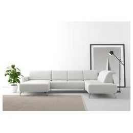 Sit & More Wohnlandschaft SIT & MORE "Bailando U-Form" Sofas Gr. B/H/T: 337cm x 84cm x 205cm, Soft clean, Ottomane rechts, ohne Kopfteilverstellung-ohne Vorziehsitz, grau (hellgrau) wahlweise mit Kopfteilverstellung und Vorziehsitz, motorisch