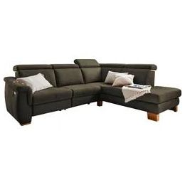 Ecksofa Home Affaire "Konstanz L-Form" Sofas Gr. B/H/T: 280cm x 92cm x 232cm, Luxus-Microfaser Lederoptik, Recamiere rechts, mit motorischer Relaxfunktion, grün (oliv) mit vollmotorischer Relaxfunktion; incl. Kopfteilverstellung