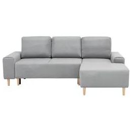 Ecksofa Inosign "Samu L-Form" Sofas Gr. B/H/T: 235 cm x 93 cm x 160 cm, Samtoptik, Recamiere rechts, ohne Bettfunktion-ohne Bettkasten, grau (hellgrau) wahlweise mit Bettfunktion und Bettkasten