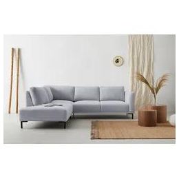 Ecksofa OTTO products "Fillin, L-Form" Sofas Gr. B/H/T: 247cm x 82cm x 205cm, Leinenmix, Ottomane links, silberfarben (silber) Struktur hergestellt aus recycelten PET-Flaschen und im Leinen-Mix