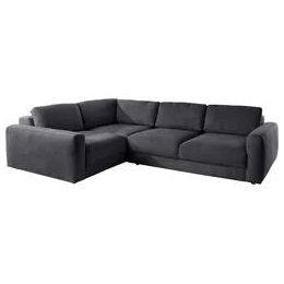 Ecksofa Places of Style "Bloomfield, L-Form" Sofas Gr. B/H/T: 224cm x 84cm x 304cm, Struktur, langer Schenkel rechts, XXL ohne Sitztiefenverstellung, grau (graphite) extra tiefe Sitzfläche, wahlweise mit Sitztiefenverstellung